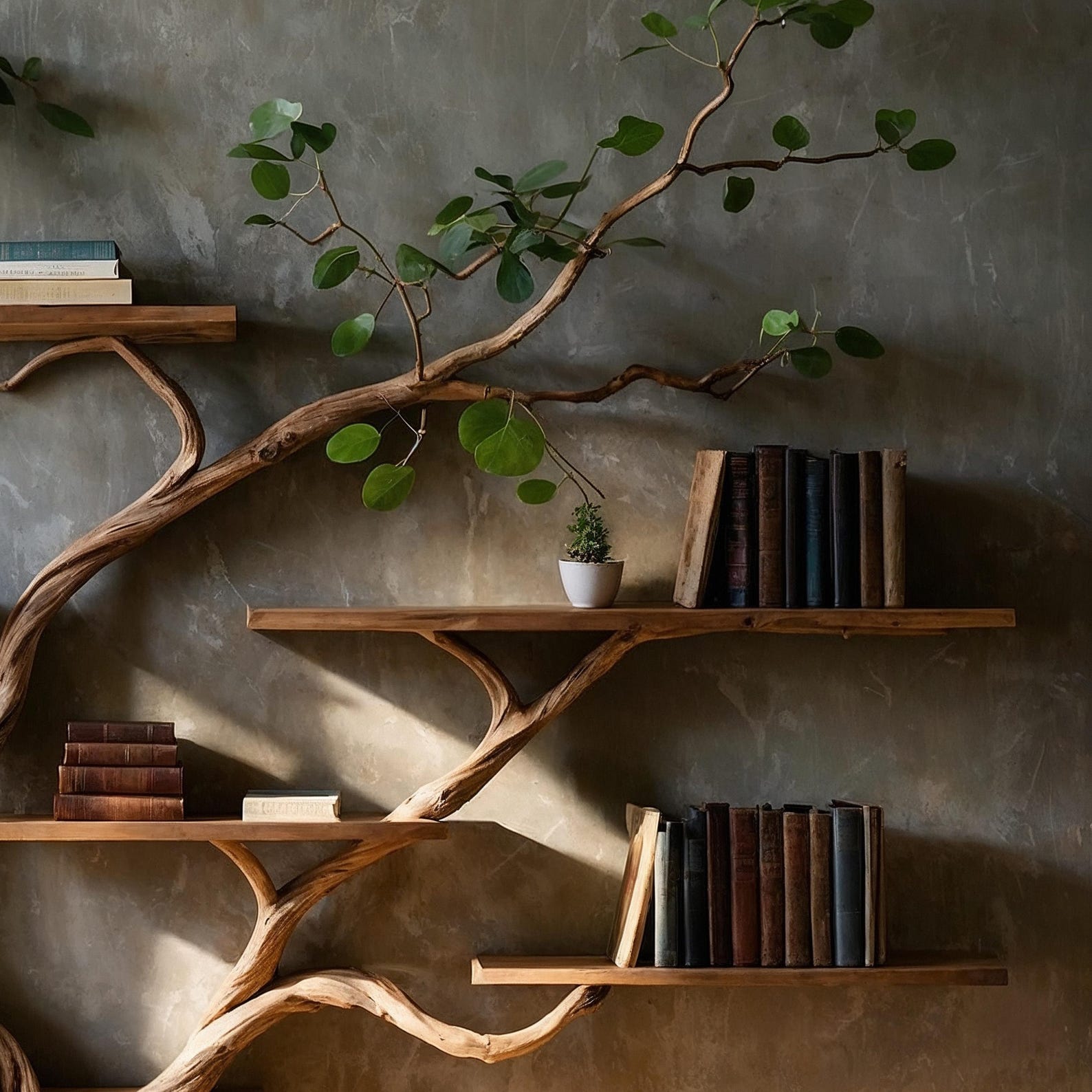 Tree Branch Wall Shelf | Custom Driftwood Bookcase | Solid Wood ...