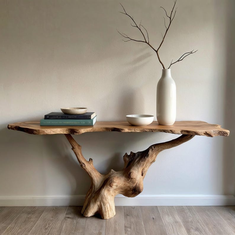 Tree Branch Driftwood Console Table | Live Edge Floating Shelf Wall Art ...