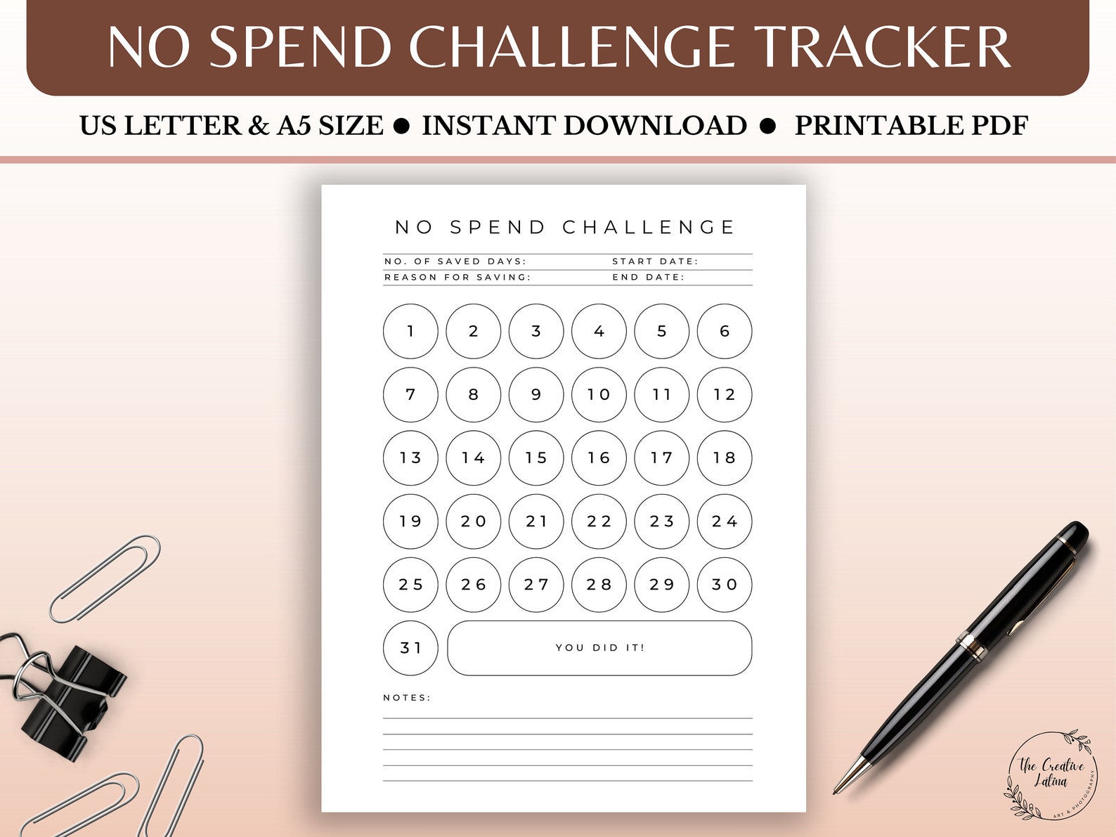 No Spend Challenge Tracker, No Spend Month, No Spend Days Budget ...