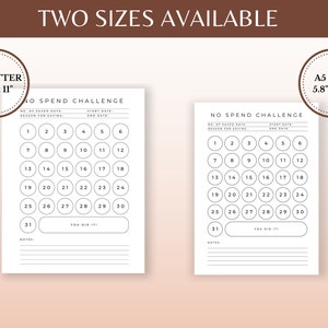 No Spend Challenge Tracker, No Spend Month, No Spend Days Budget ...