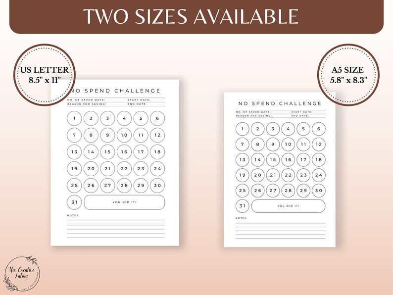 No Spend Challenge Tracker, No Spend Month, No Spend Days Budget ...