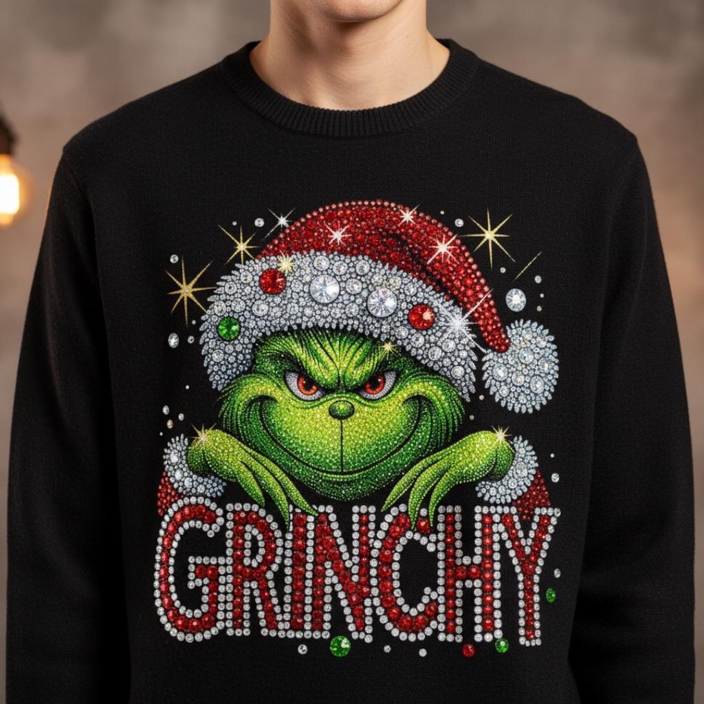 Grinchy Christmas Sparkly PNG, Rhinestone Grinch, Sublimation Digital ...