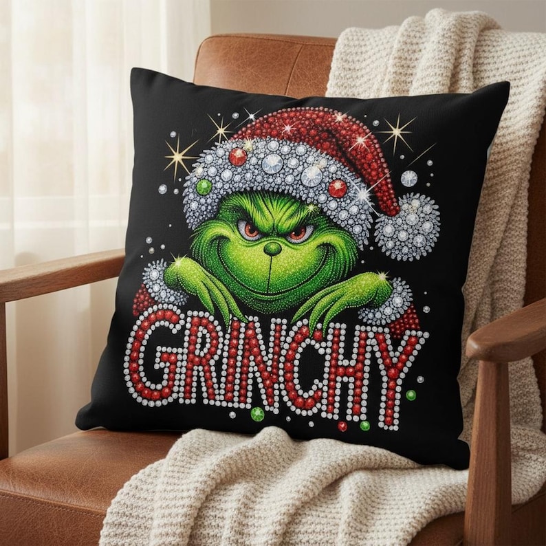 Grinchy Christmas Sparkly PNG, Rhinestone Grinch, Sublimation Digital ...