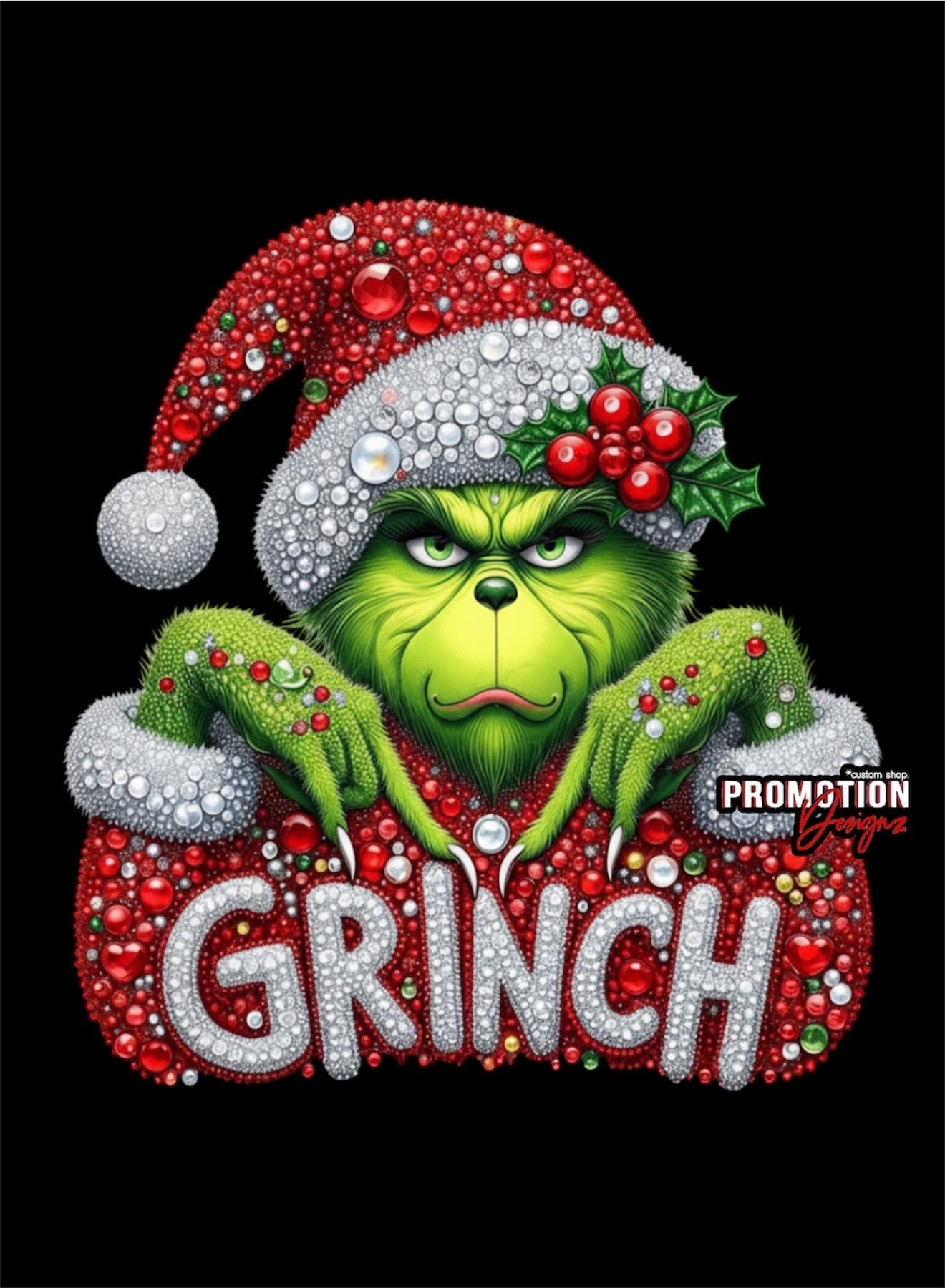 Grinchy Christmas Sparkly PNG, Rhinestones Grinch, Sublimation Digital ...