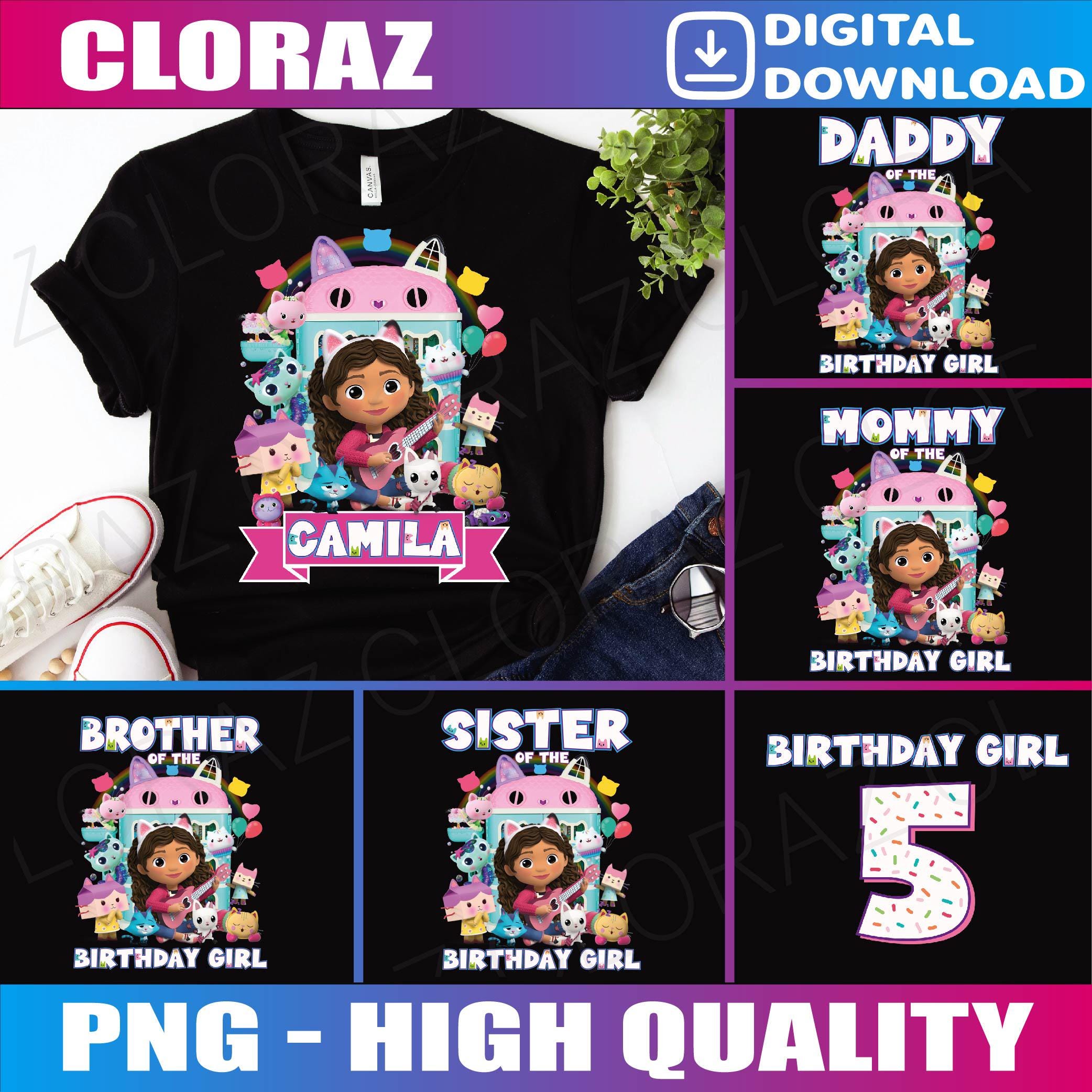 Family Gabbi's Cat Birthday Girl Png, Gabbi Family Matching Set ...