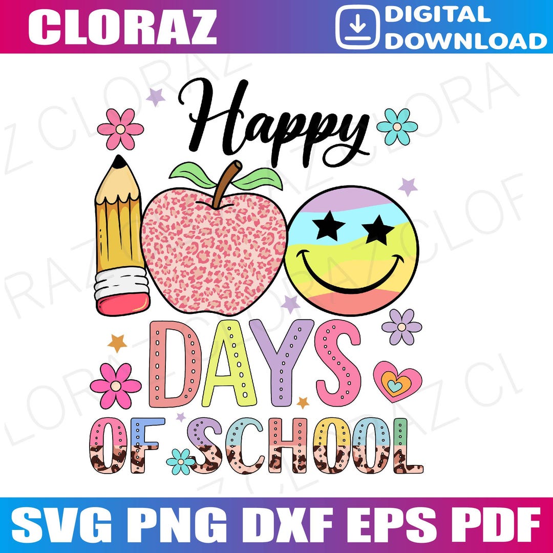 Happy 100th Day of School Kids Boys Girls 100 Days Smarter Svg, Happy ...