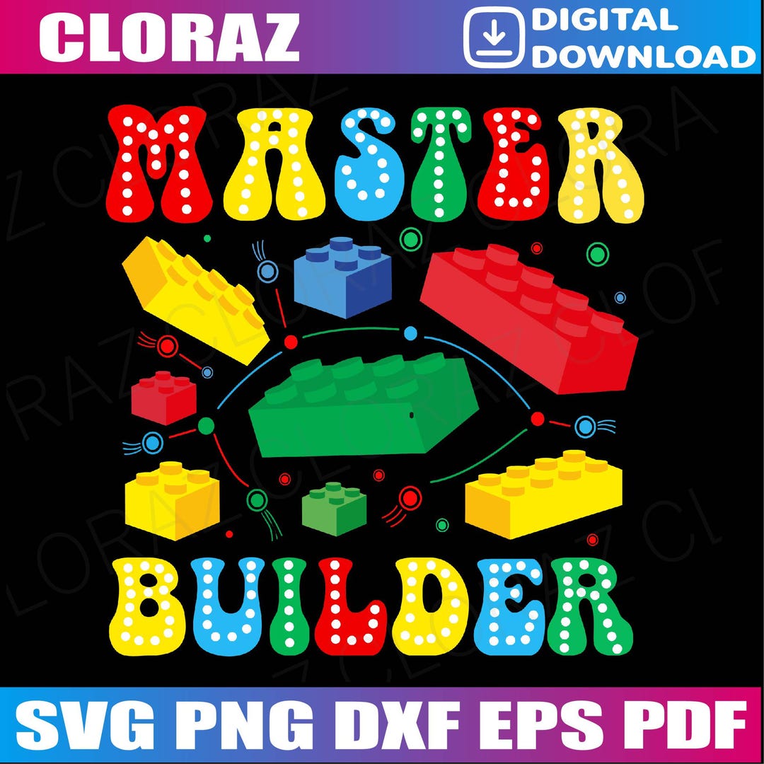 Master Builder Kids Building Blocks Brick Toy Master Builder Svg, Block ...