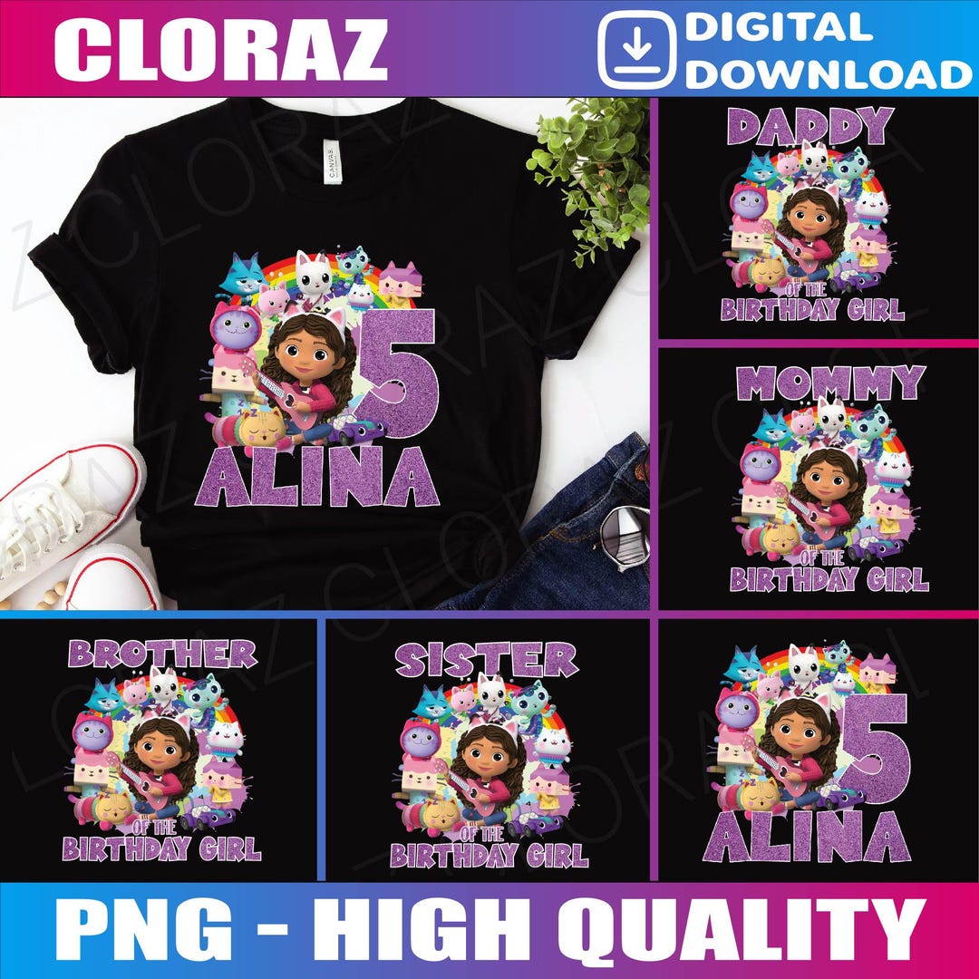 Family Gabbi's Dollhouse Iron on Transfer Design I Birthday Party Iron ...