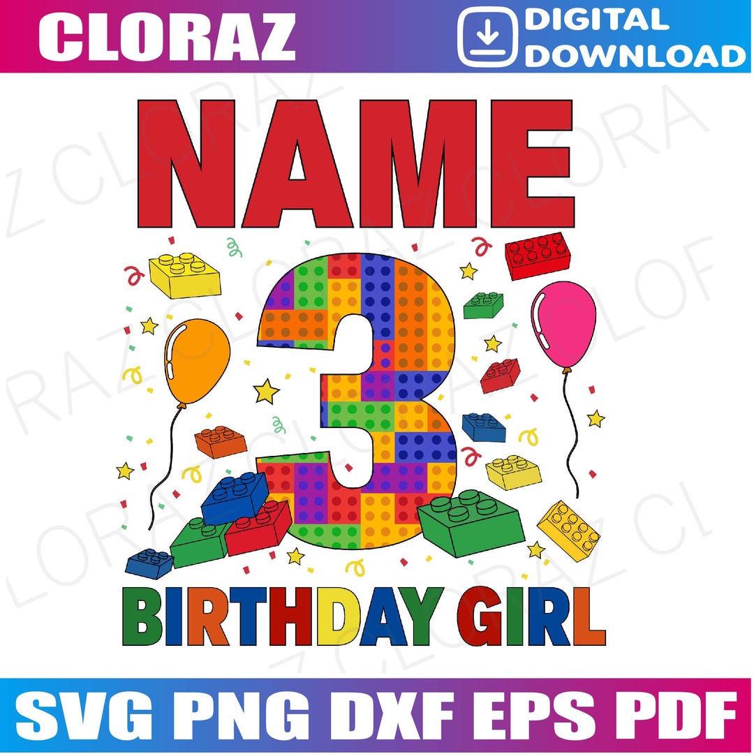 Building Block Birthday Boy Girl Svg,custom Birthday Buiding Svg ...