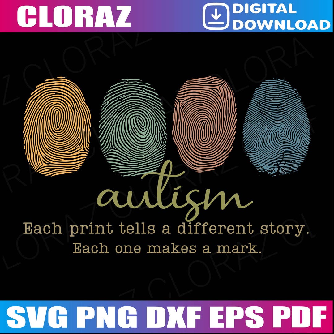 Fingerprint Autism, Each Print Tells A Different Story Svg, Autism ...