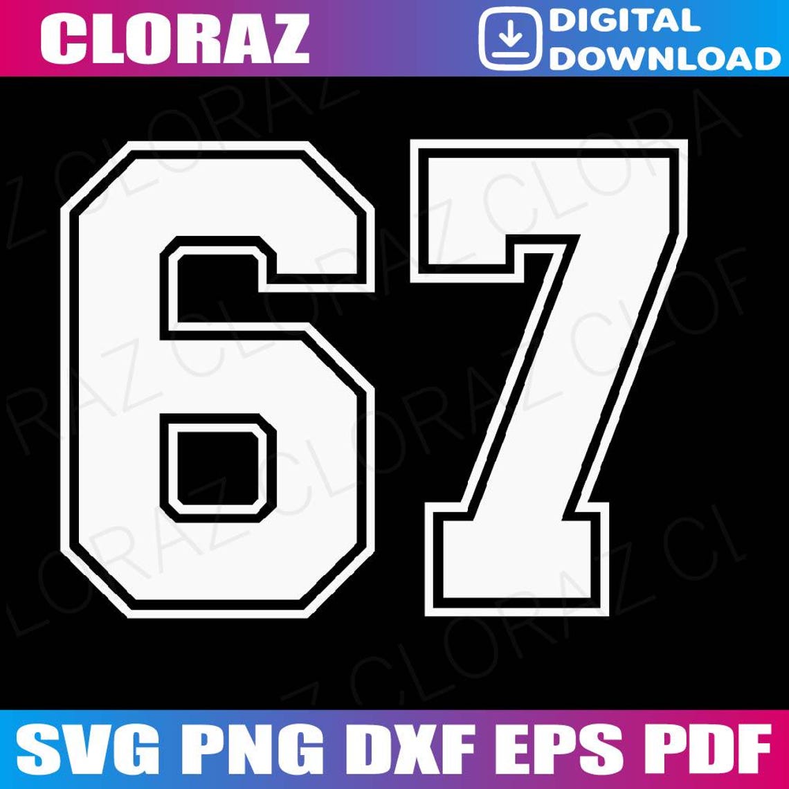 Number 67 Numbered Uniform Sports Jersey Team 67th Birthday Svg, 67 SVG ...