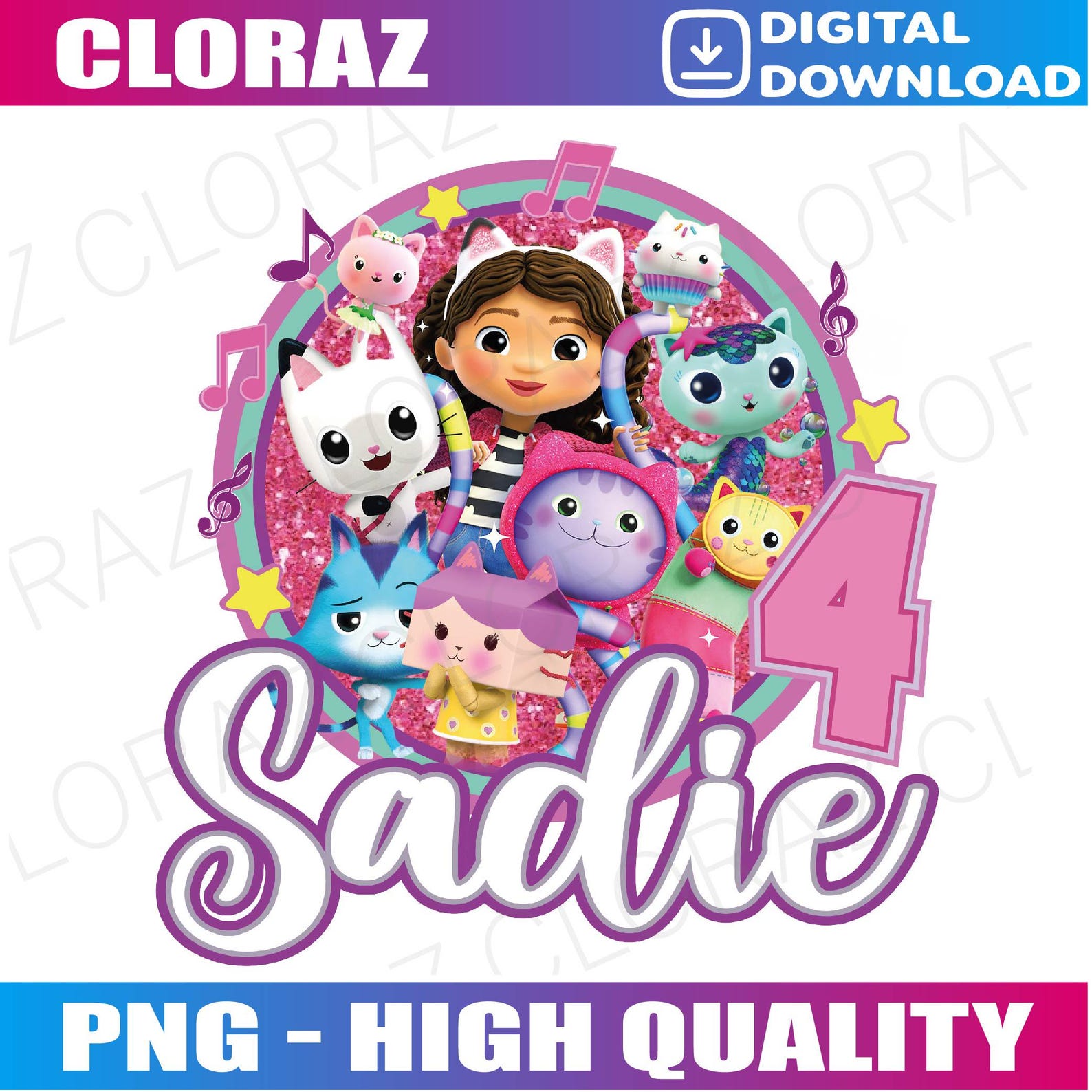 Personalized Dollhouse Png, Cat Doll House Birthday Png, Gabbi Birthday ...