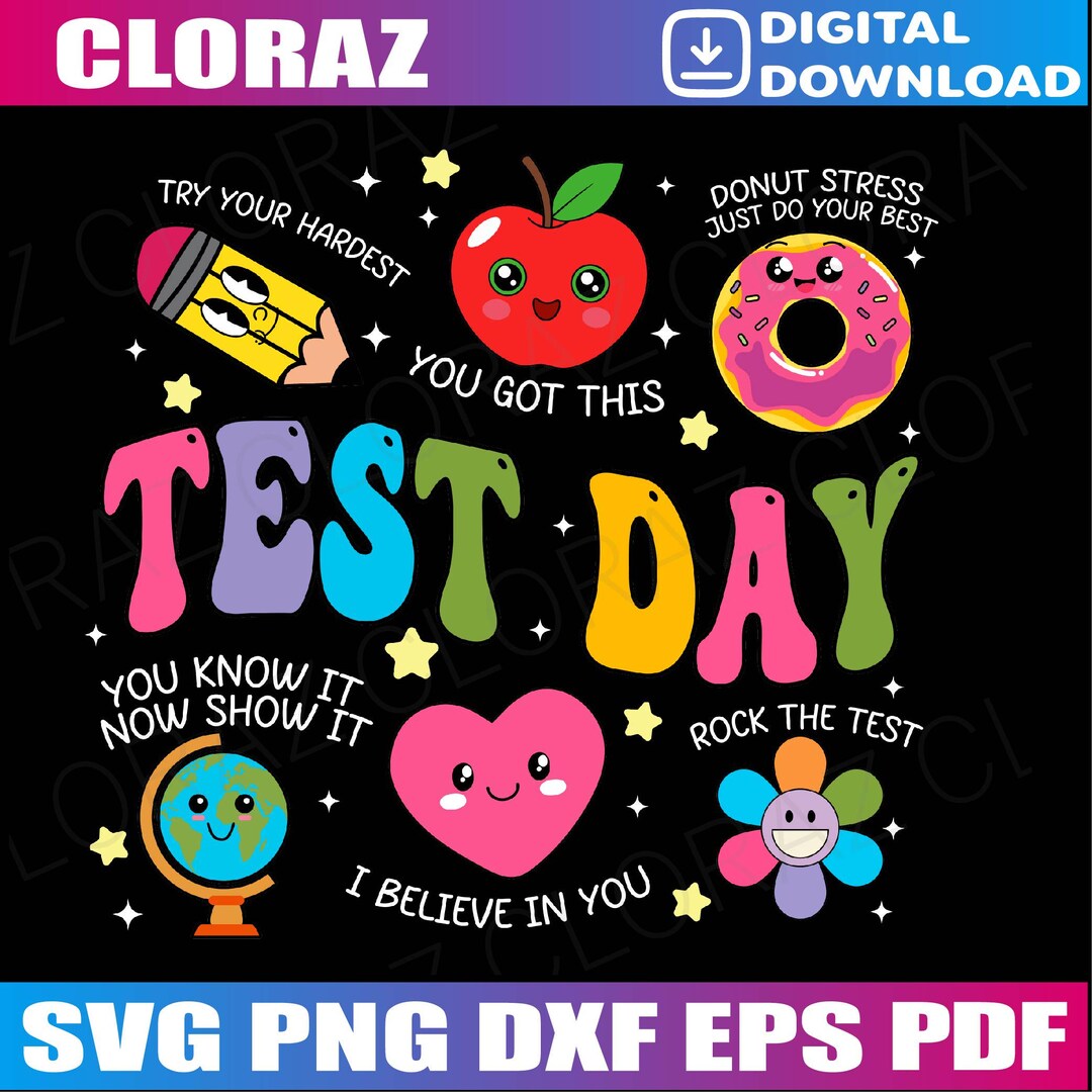 Test Day Rock the Test Testing Day Motivational Teacher Kids Svg, Test ...