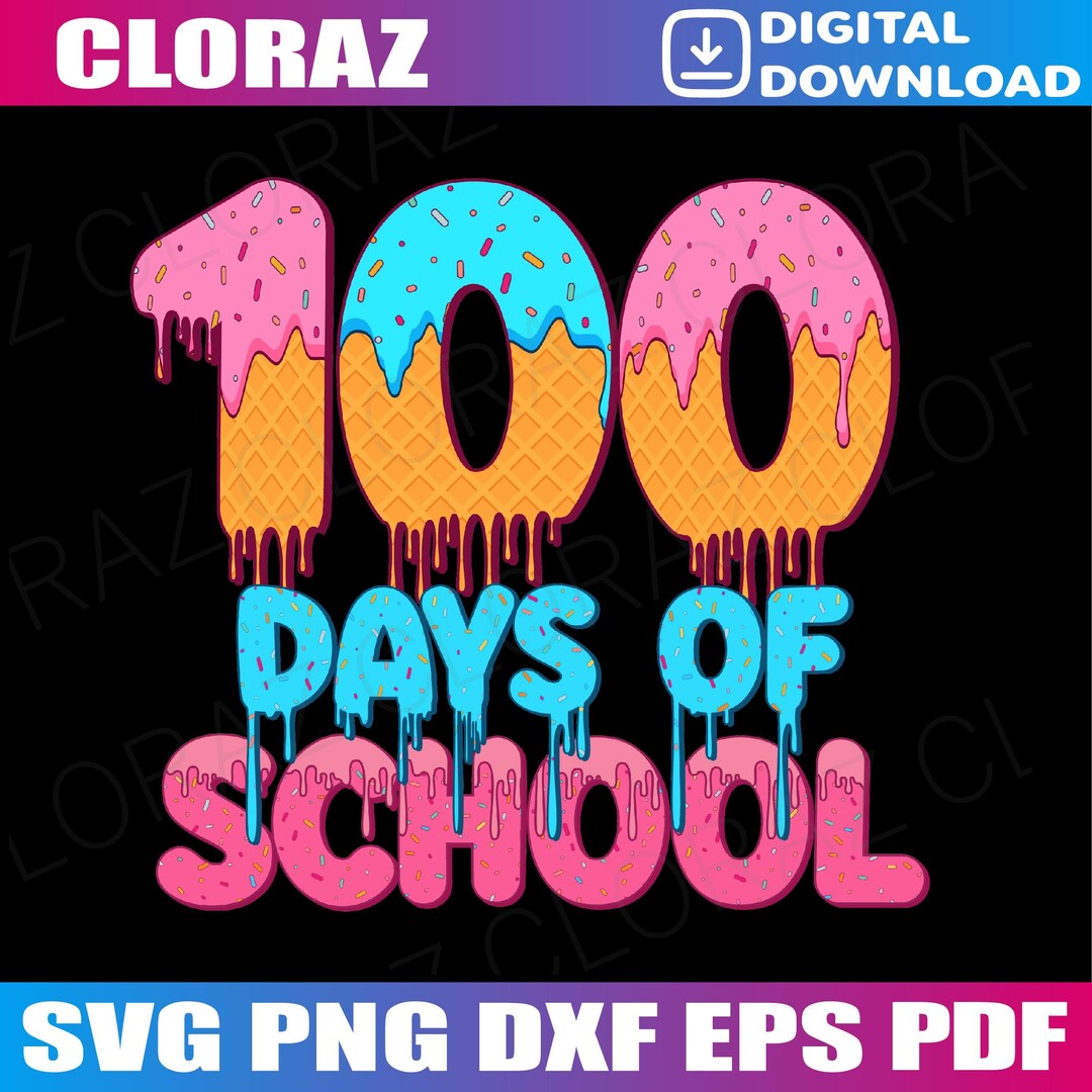 100 Days of School Kids Boys Ice Cream Drip Funny 100th Day Svg, Ice ...
