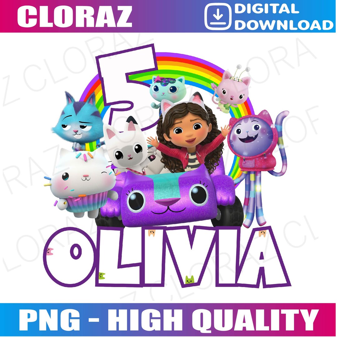 Gabbi Dollhouse Png for 5th Birthday Png Design, Dollhouse Gabbi Iron ...