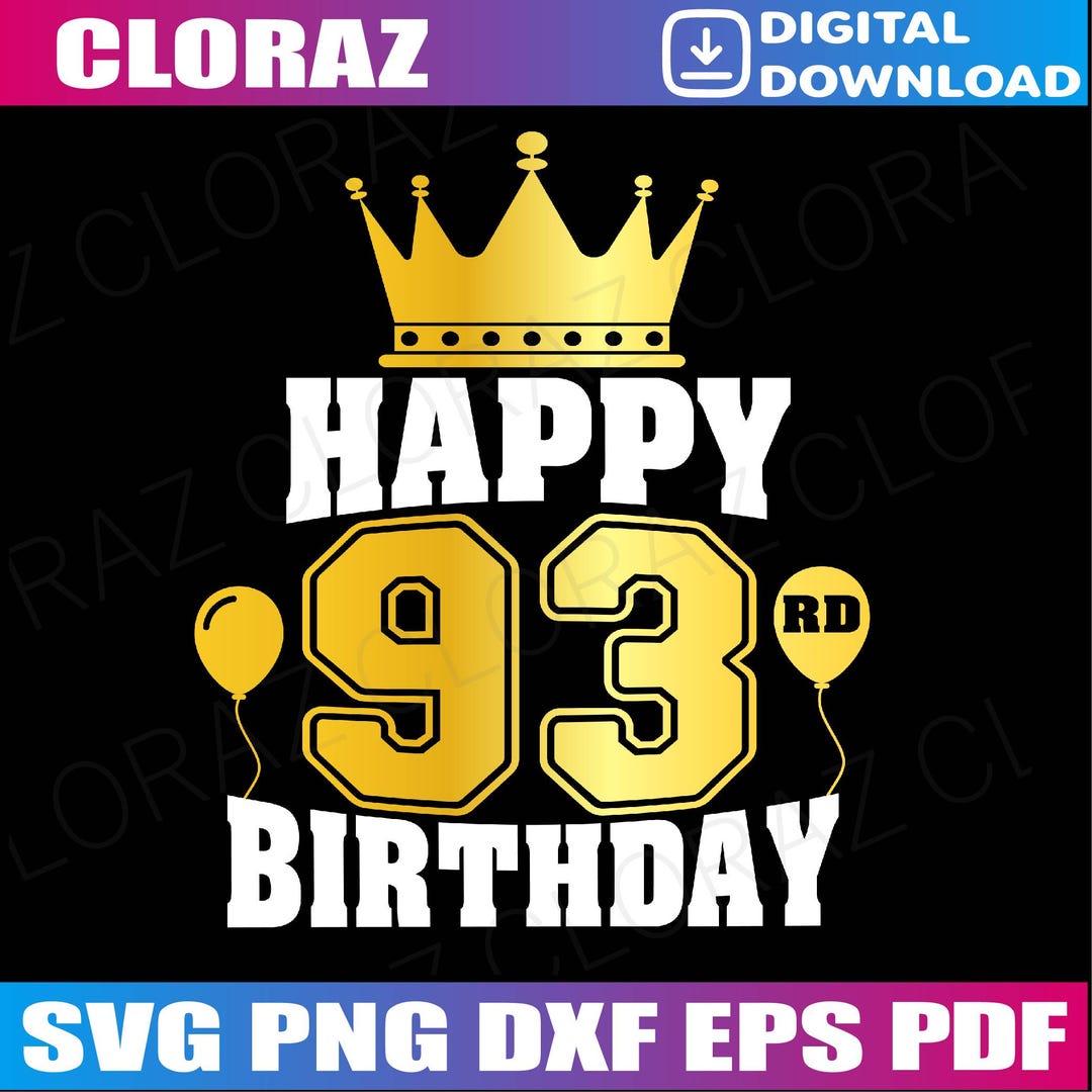 Happy 93rd Birthday Idea for 93 Years Old Svg, Blessed by God for 93 ...