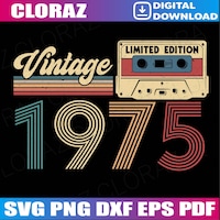 Limited Edition 1975 Vintage Svg, 50th Birthday Vintage Logo Style ...