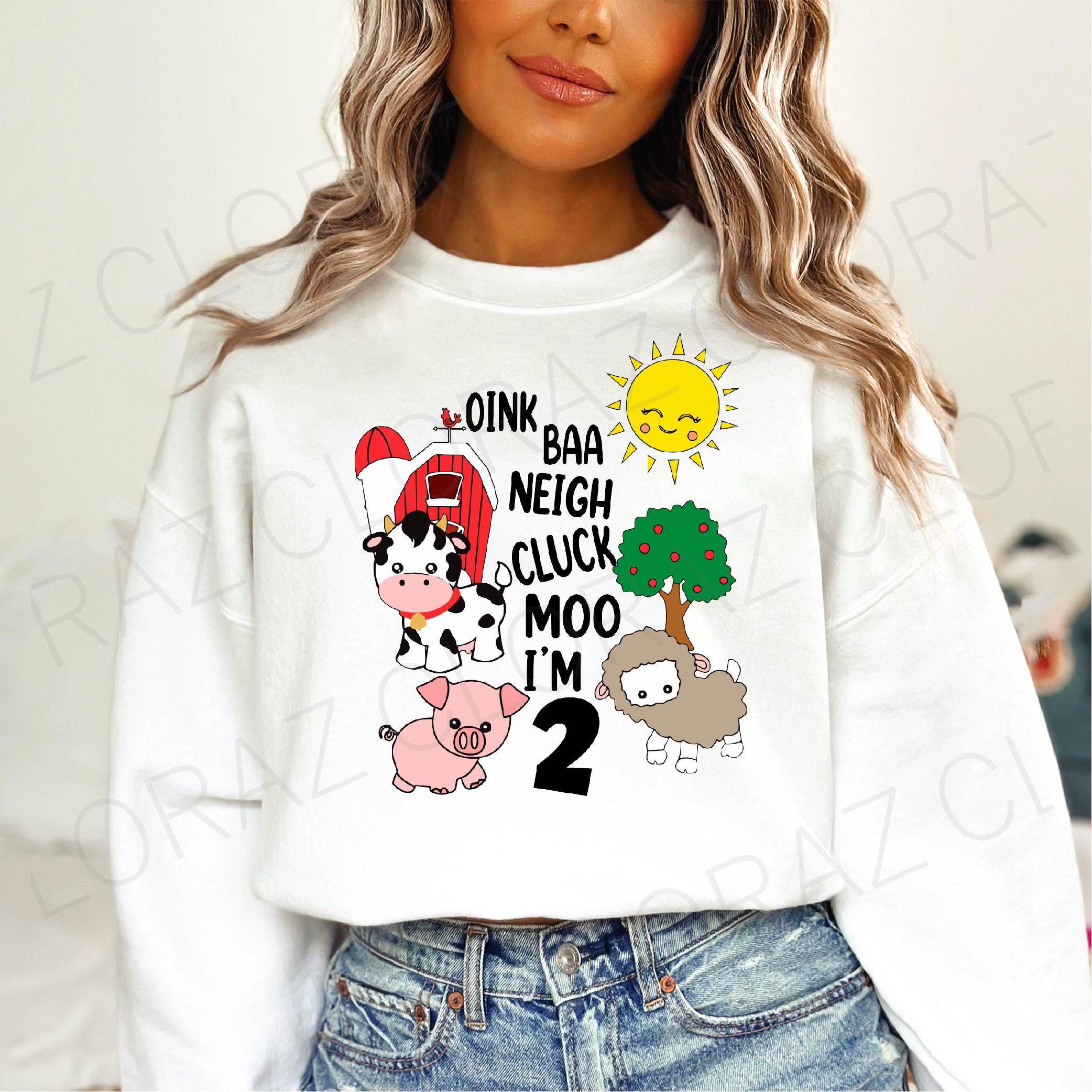 Oink Baa Neigh Cluck Moo I Am 2 Svg, Farm Animal Birthday Party, Svg ...