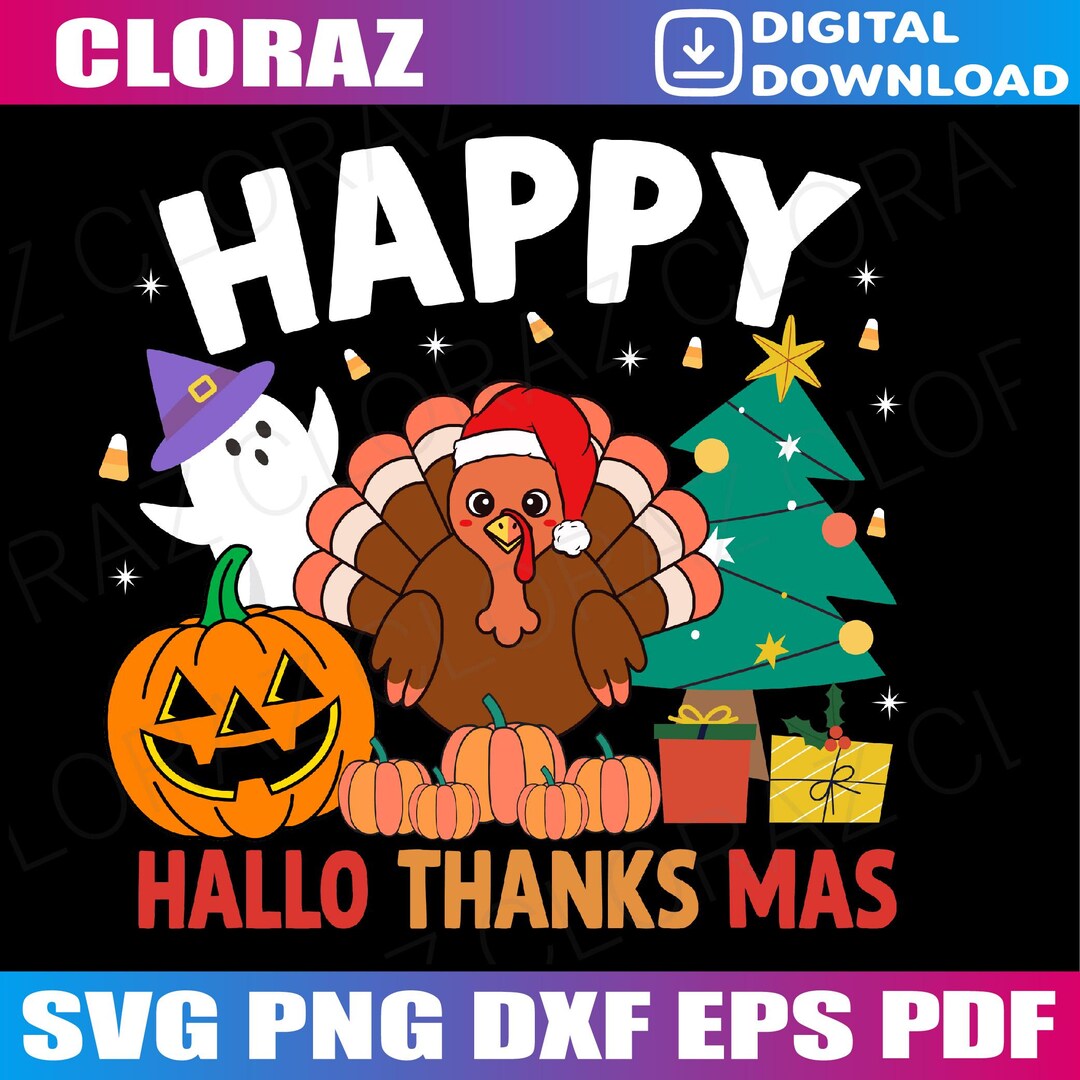 Happy Hallo Thanks Mas Fall Celebration Design Party Svg, Happy ...