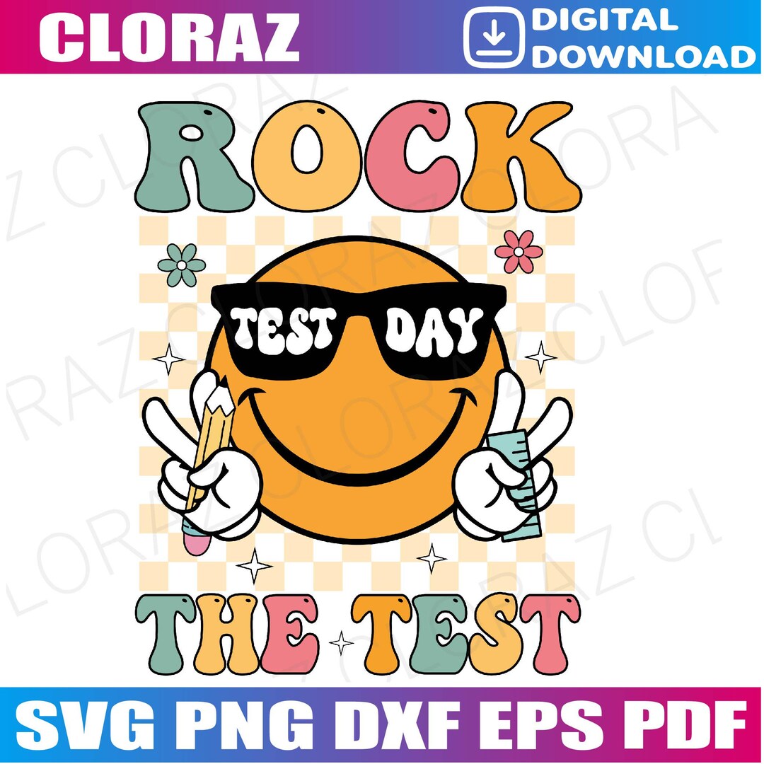 Rock the Test Testing Day Retro Motivational Teacher Student Svg ...