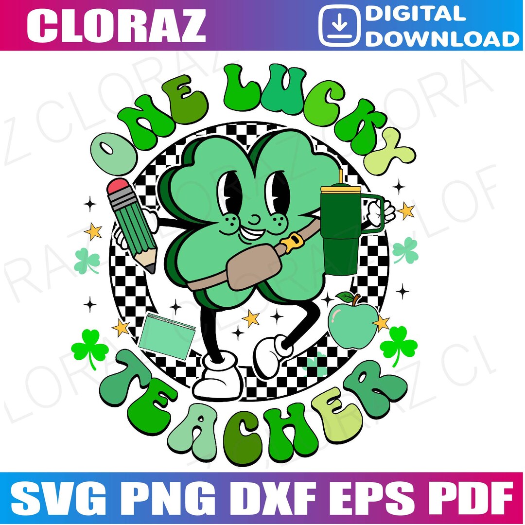 Gro-ovy Shamrock One Lucky Teacher St Patricks Day Svg, One Lucky ...