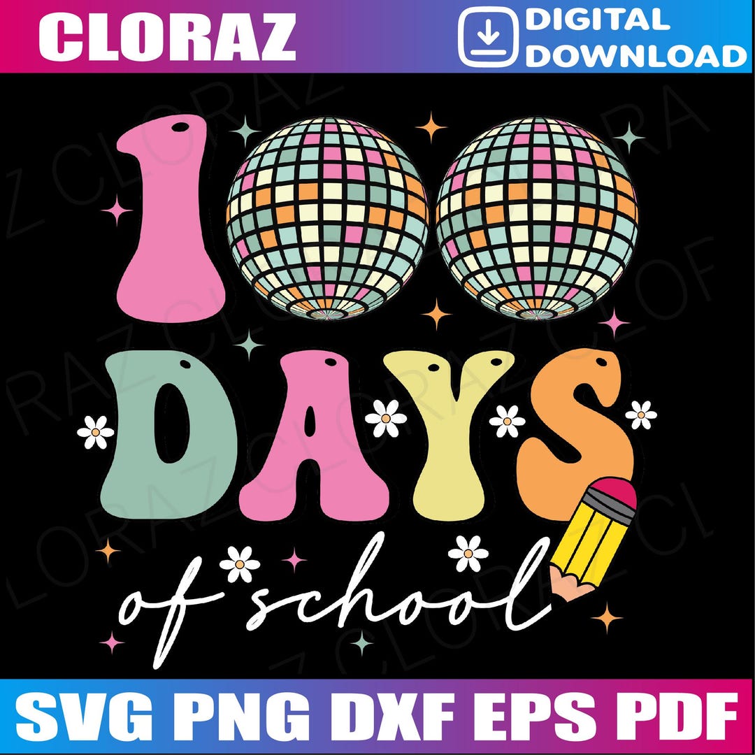 100 Days of School Retro Disco Svg, 100th Day Teacher Boys Girls, Retro ...