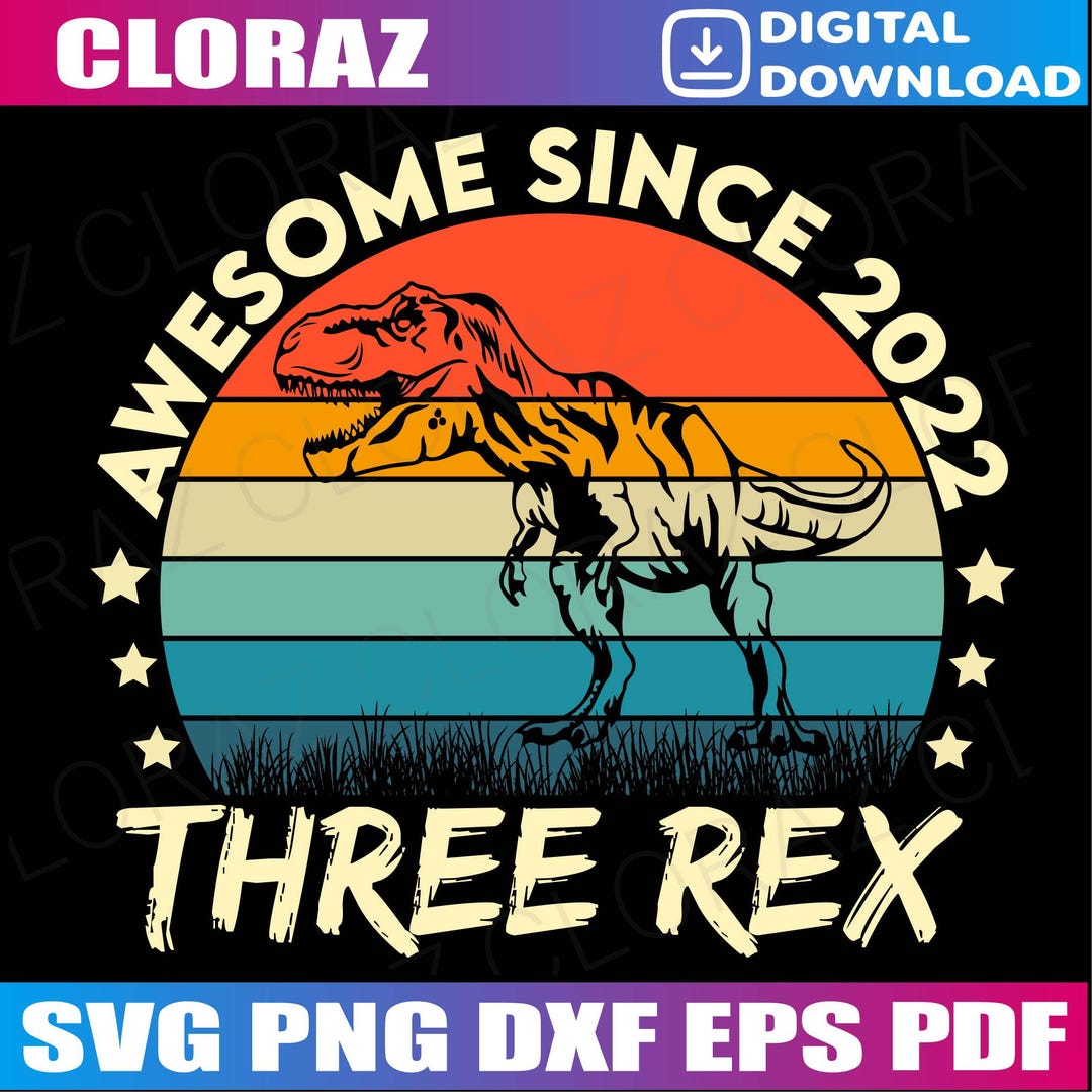 Kids Three Rex 3rd Birthday Boy Third Dinosaur 3 Year Old Svg, 3rd ...