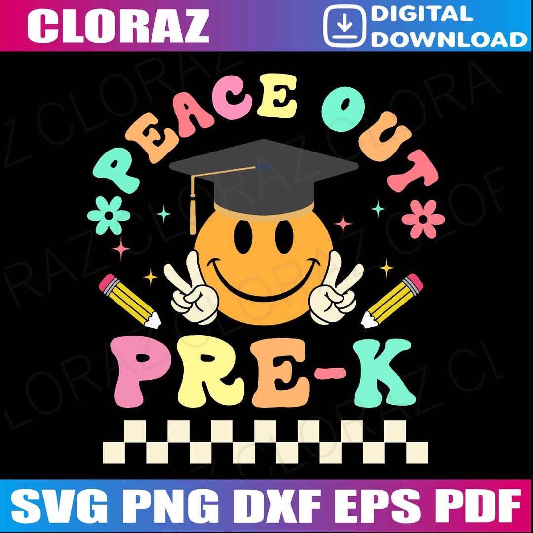 Retro Peace Out Pre-k Smile Face Last Day of School Svg, Last Day of ...