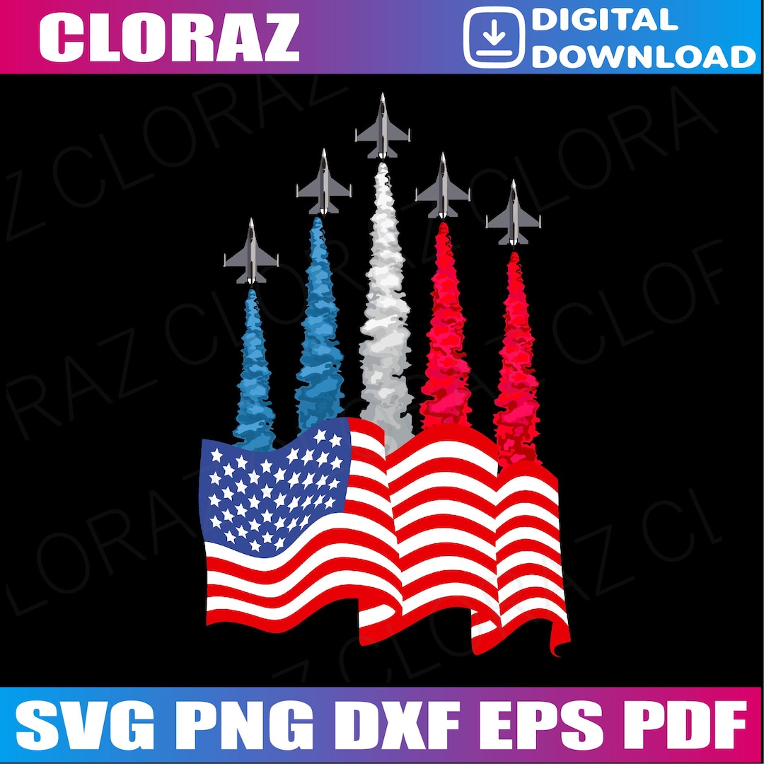 Independence Day American Flag Jet Planes Red White Blue Svg, Fighter ...