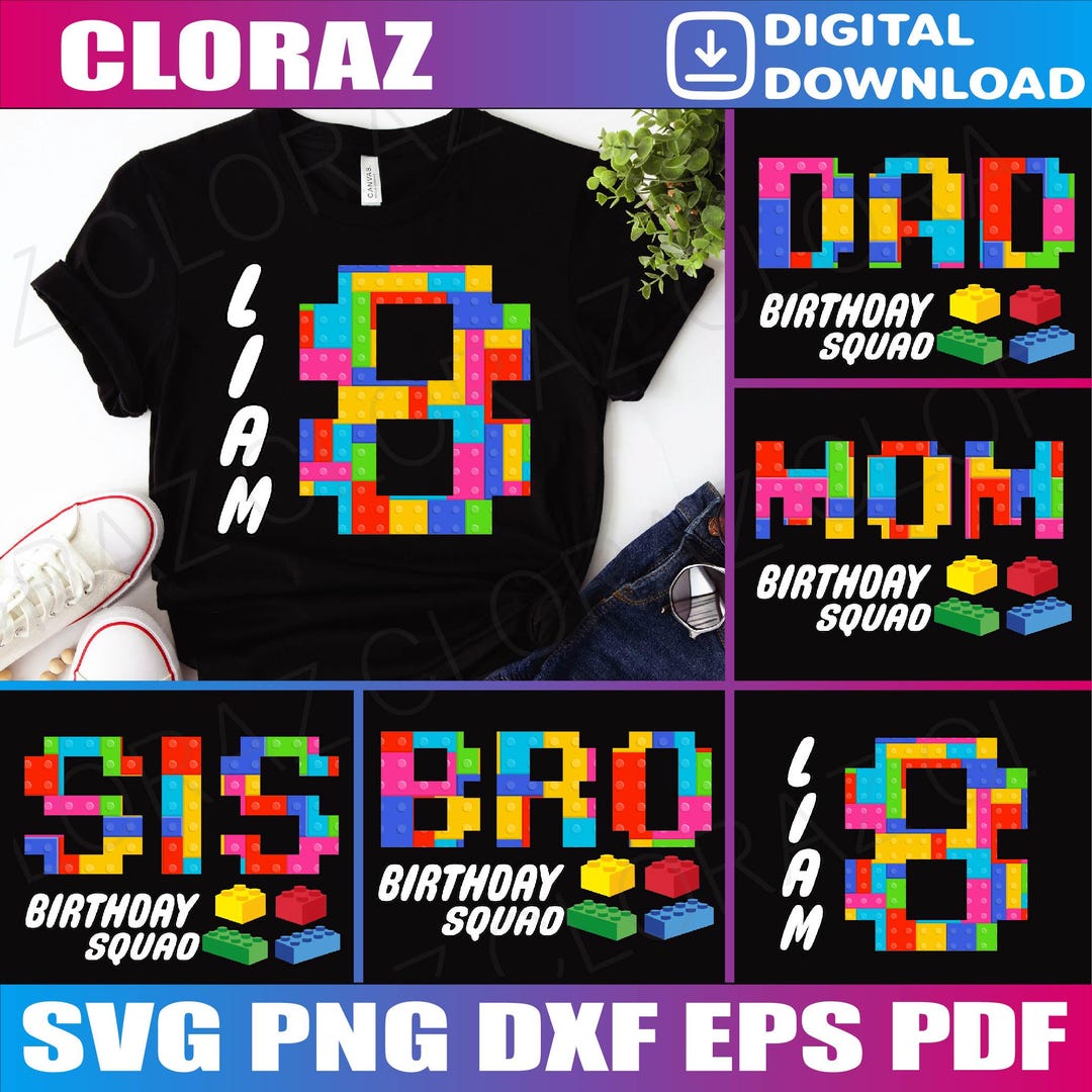 Building Blocks Birthday Svg, Family Matching Building Blocks Birthday ...