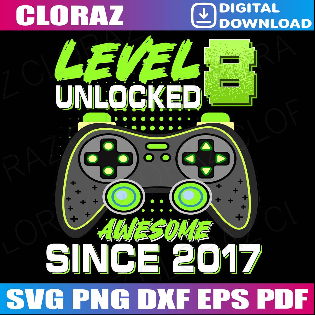 8th Birthday Boy Level 8 Gamer 8 Year Video Game Party Svg, Level 8 ...