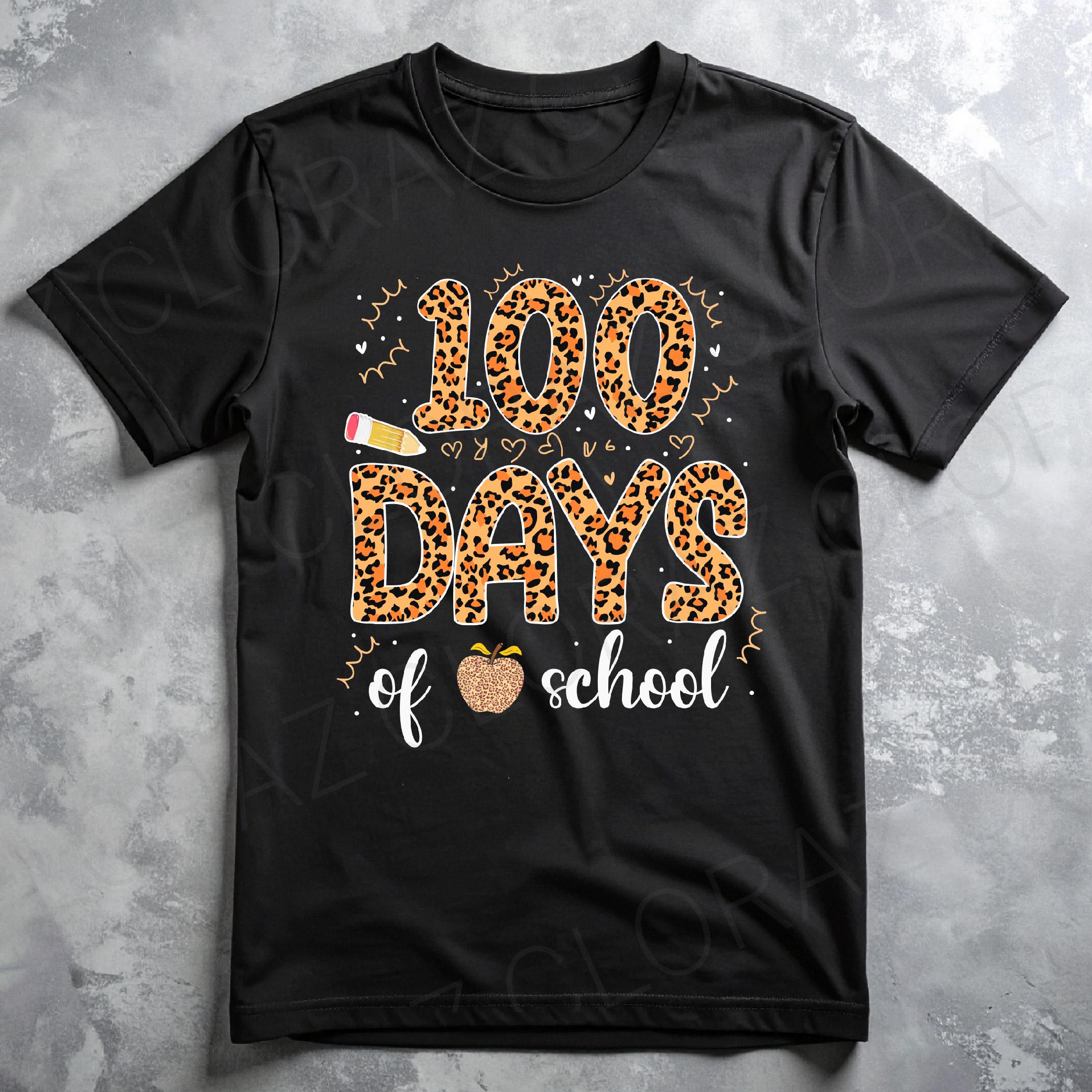 100 Days of School Leopard Svg, Happy 100 Days of School Leopard Svg ...