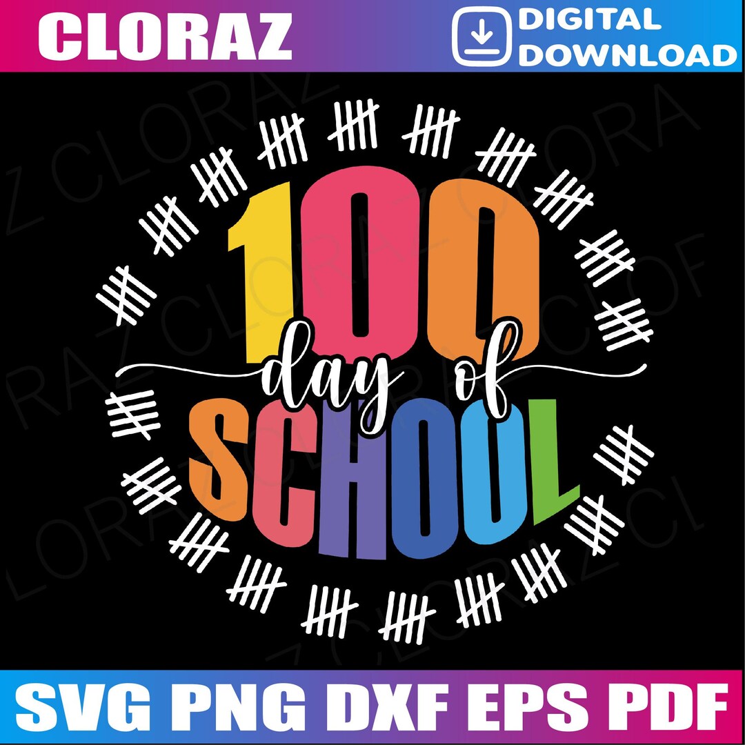 100 Days of School SVG, Rainbow Color Svg, 100 Days of School Svg, Back ...