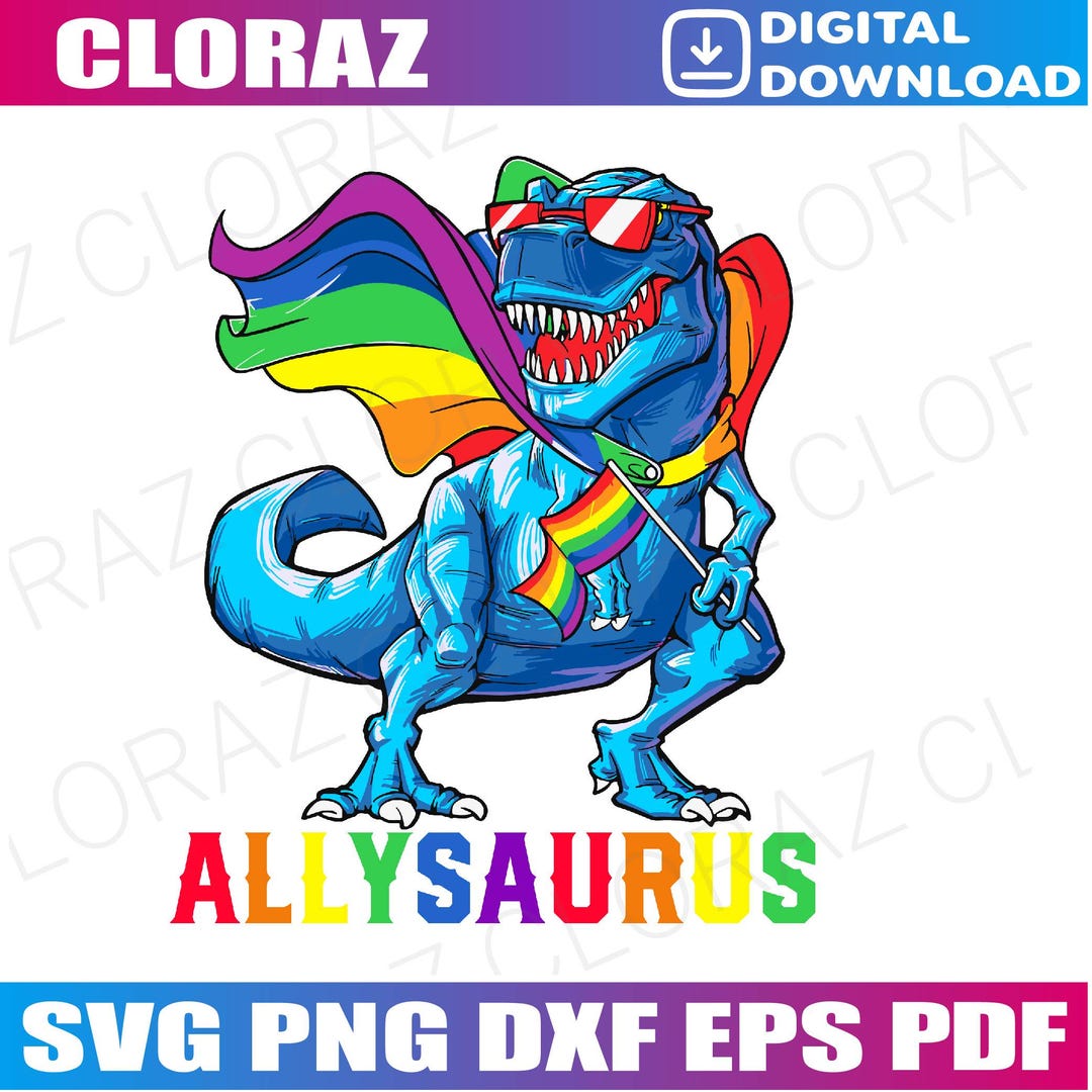 Dinosaur Gay Pride LGBT Rainbow Flag Svg, LGBT Rainbow Flag, Proud Ally ...
