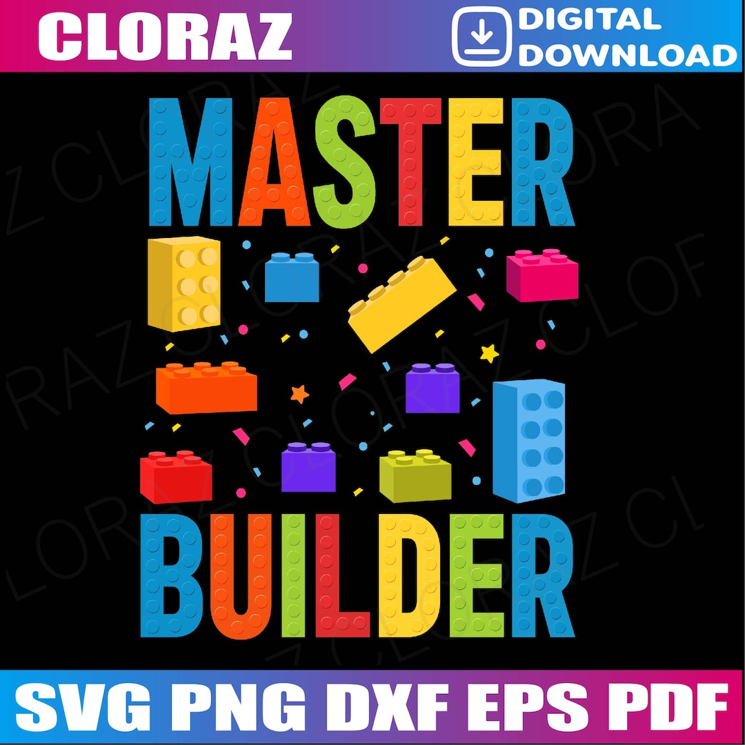 Master Builder Kids Building Blocks Brick Builder Svg, Builder Kids Svg ...