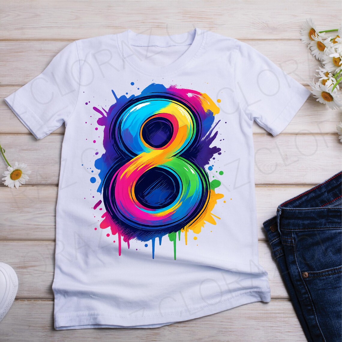 Number 8 8th Birthday Eight Year Old Boys Girls Graffiti Png, 8th ...