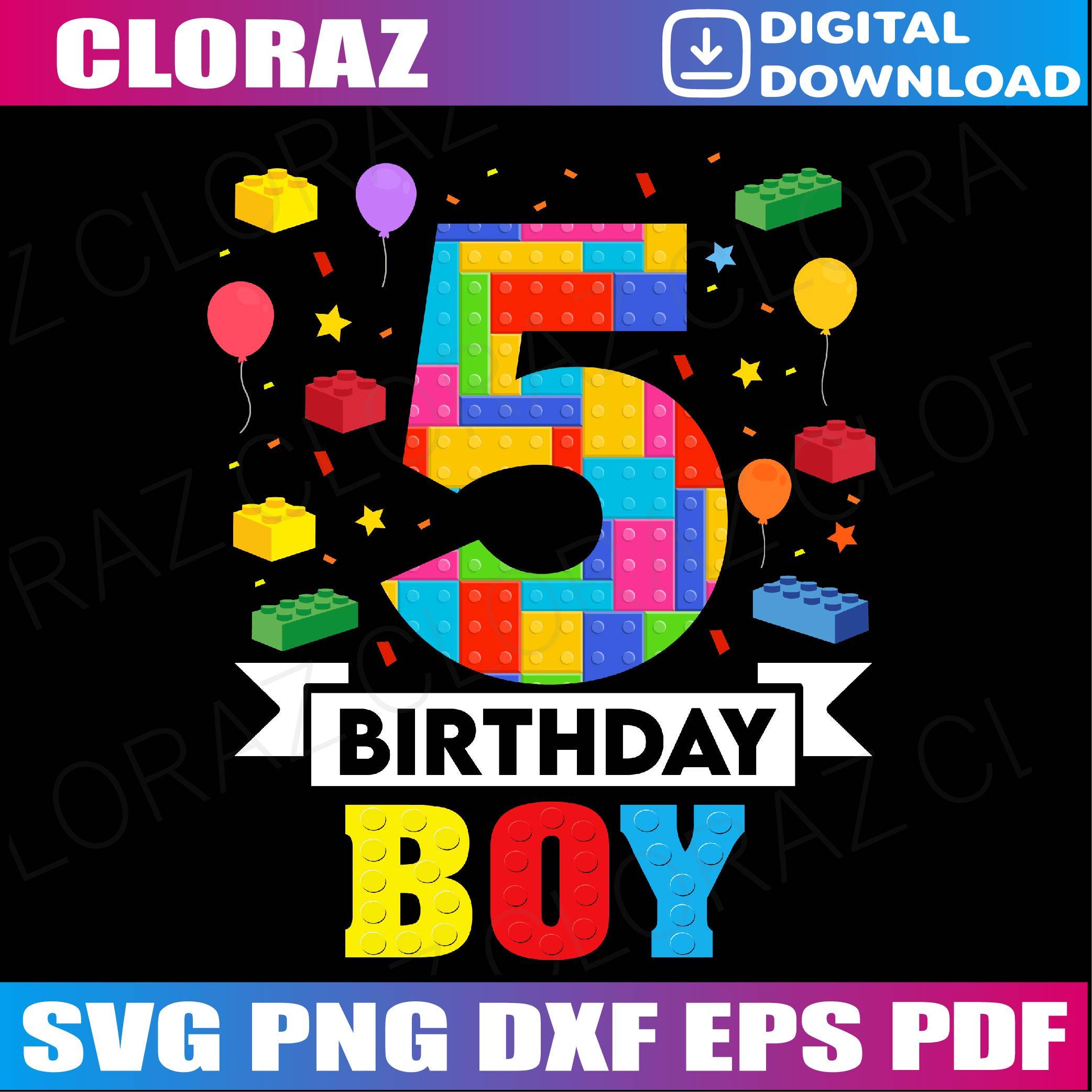 Kids 5 Year Old Building Blocks Birthday Boy Svg, Blocks 5th Birthday ...