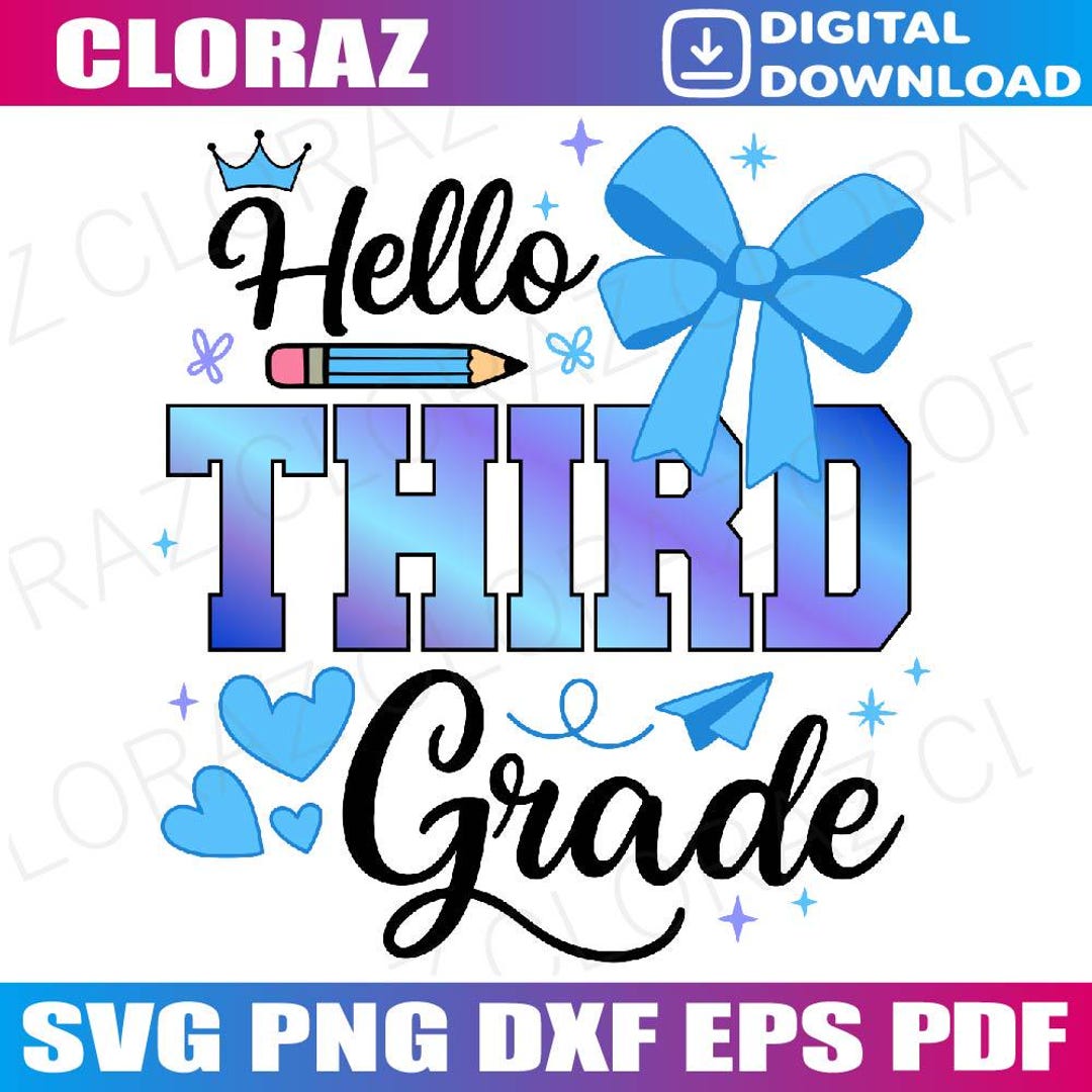 Hello Third Grade First Day of School Coquette Svg, Retro First Day of ...
