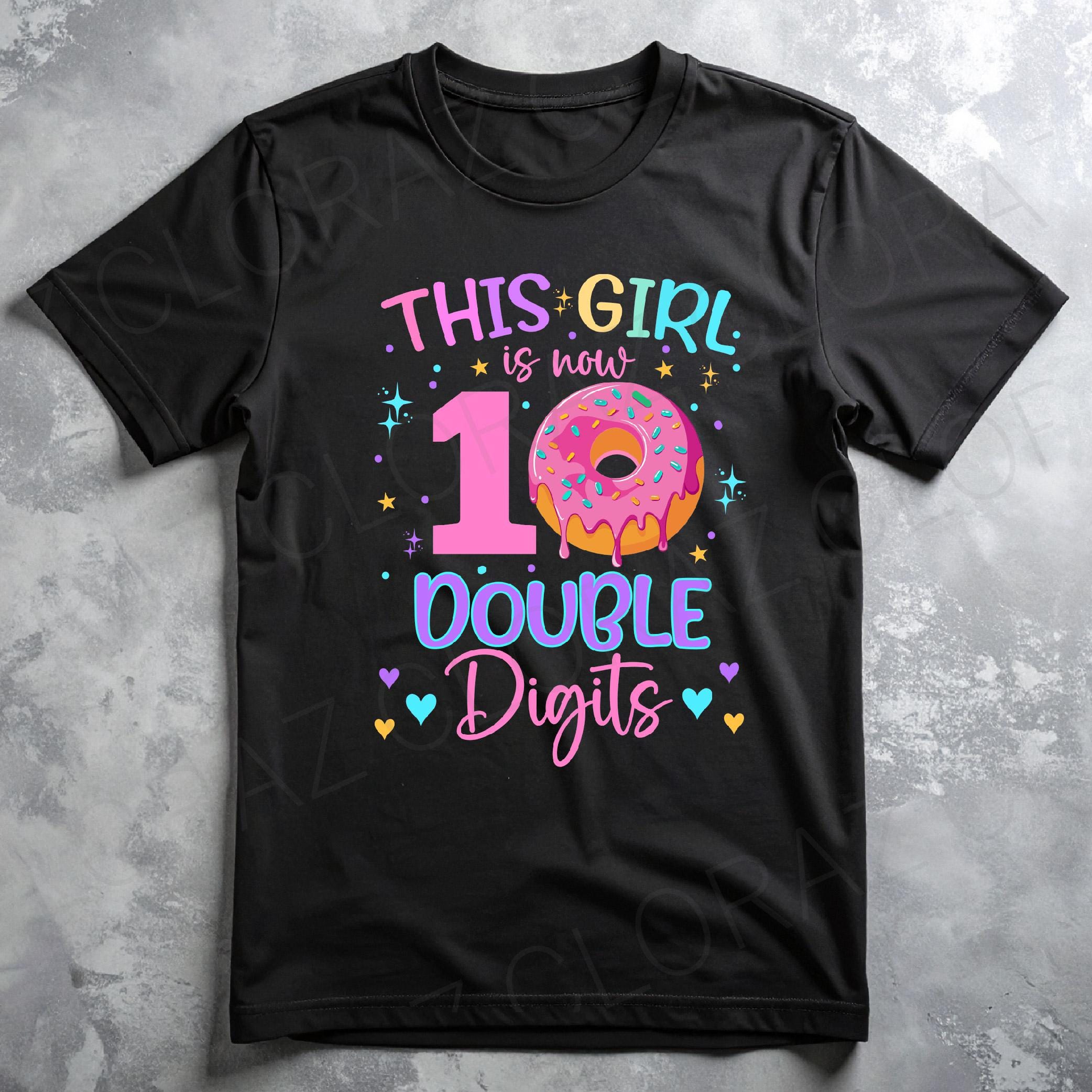 Double Digits Girl Party Donut Svg, Double Digits Girl Svg, Donut ...