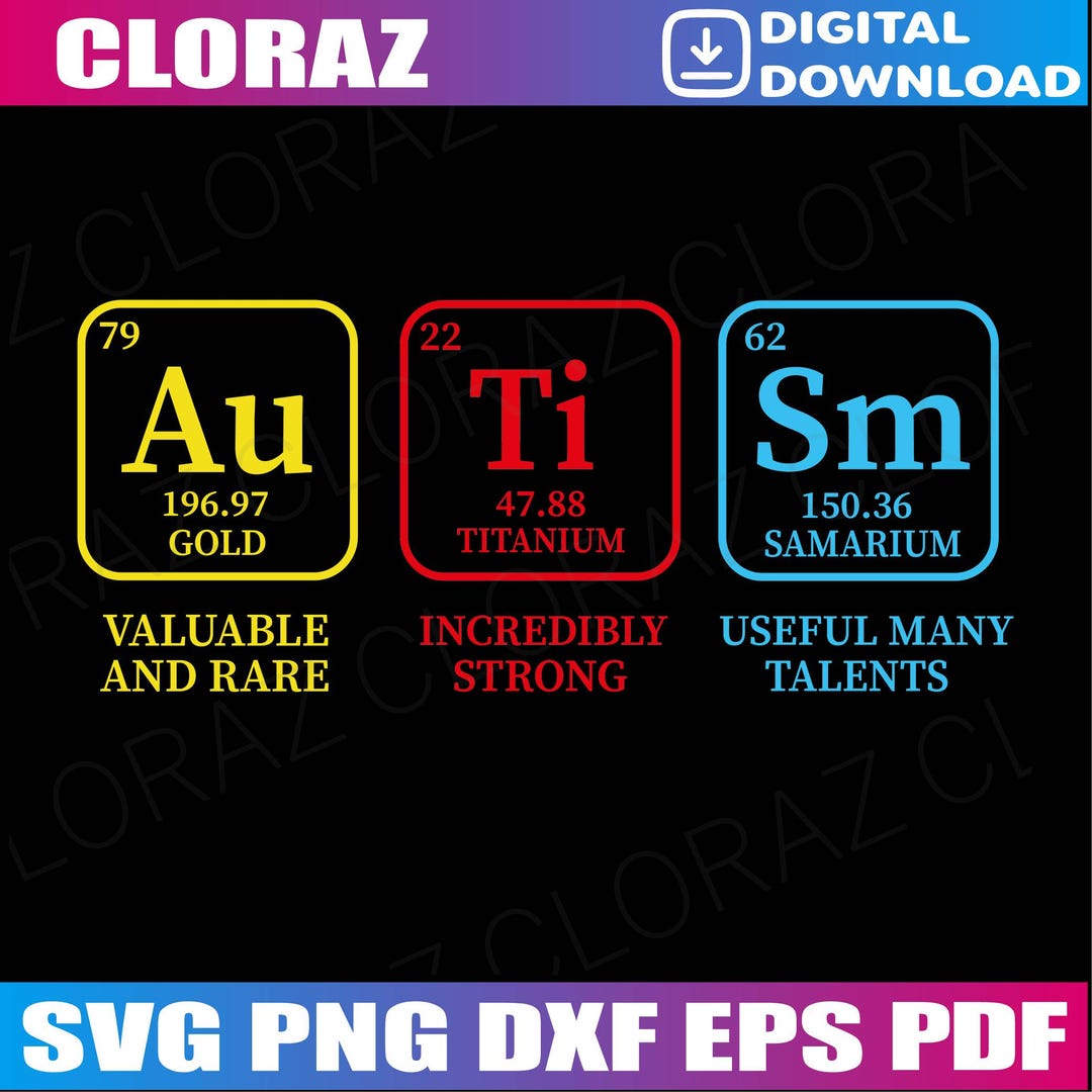 Autism Elements Periodic Table Awareness ASD Svg, Autism Awareness Svg ...