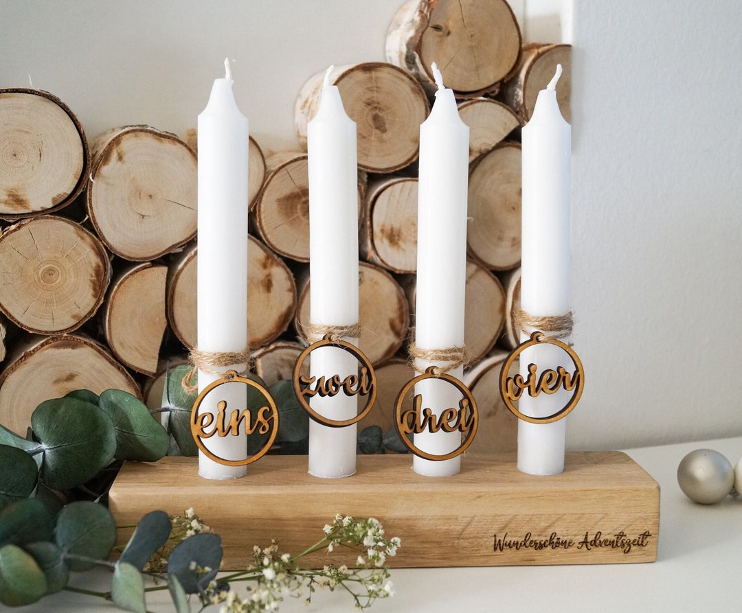 Advent Wreath Candle Holder Stick Candles Advent Numbers Made of Wood ...