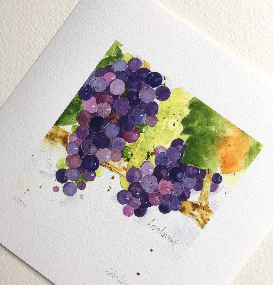 GRAPE Watercolor Fruit Print, Grape Painting, Grape Art, Kitchen Wall ...
