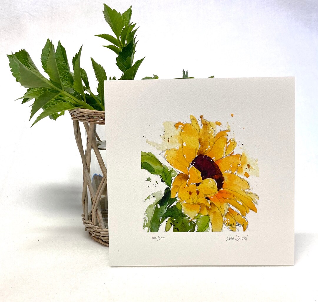 SUNFLOWER Watercolor Floral Print, Sunflower Painting, Sunflower Art ...