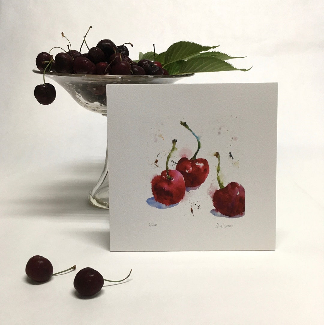 Cherry Watercolor Fruit Print: Kitchen Wall Art (8x8) - Etsy