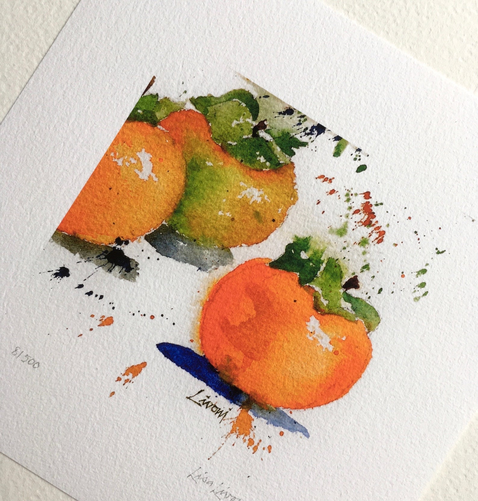 PERSIMMONS Watercolor Fruit Print Persimmon Painting Home | Etsy