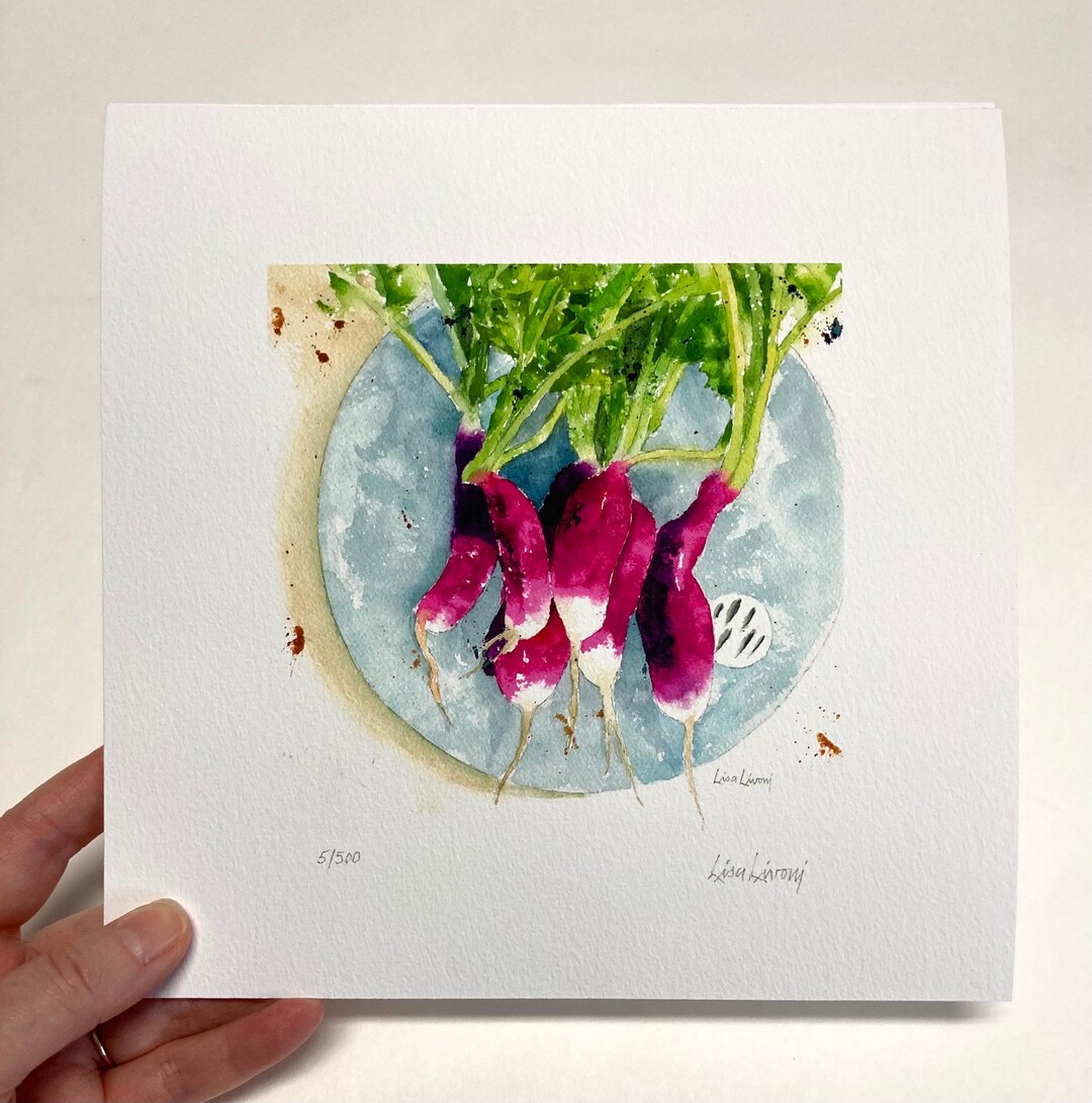 RADISH Watercolor Print Radish Painting Radish Art Kitchen - Etsy