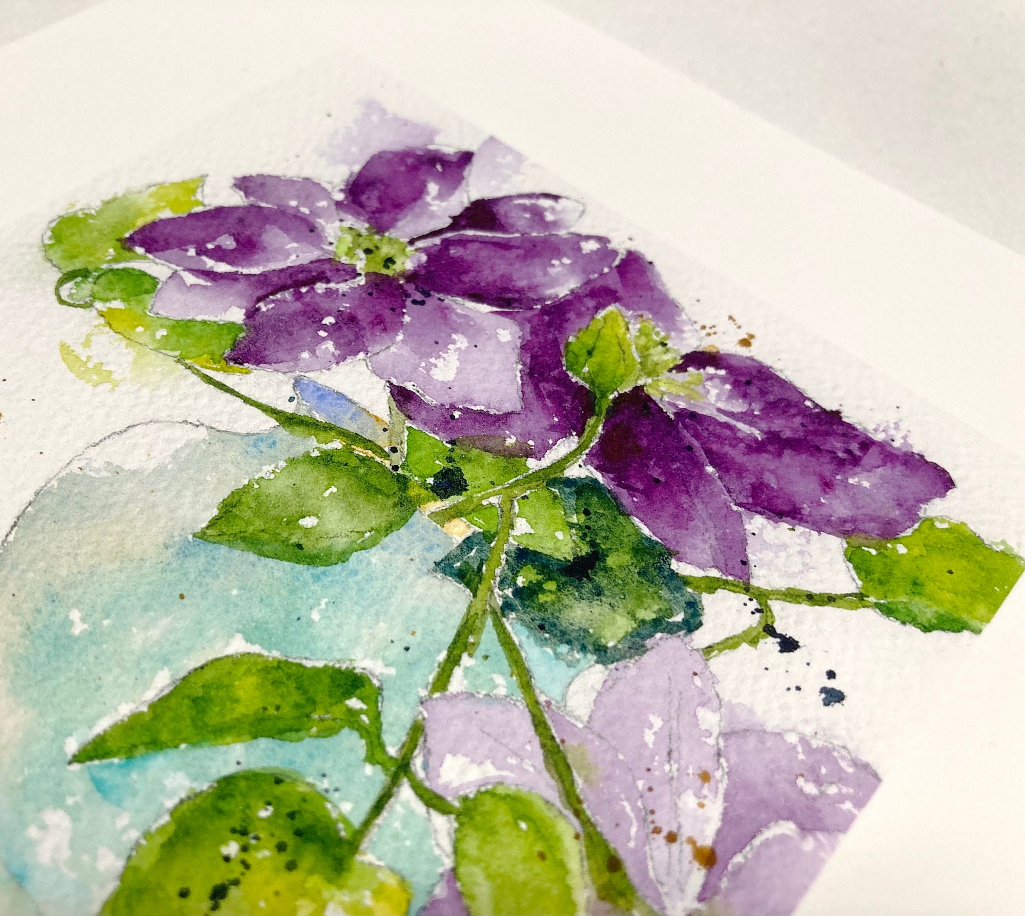 CLEMATIS Watercolor Floral Print, Clematis Painting, Clematis Art, Gift ...