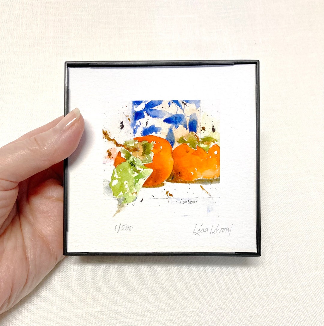 PERSIMMON Watercolor Fruit Print, Fall Decor Persimmon Painting ...