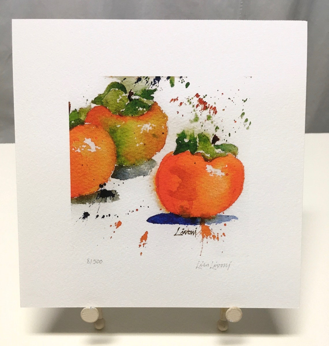 PERSIMMONS Watercolor Fruit Print, Persimmon Painting, Home Gift, Fruit ...