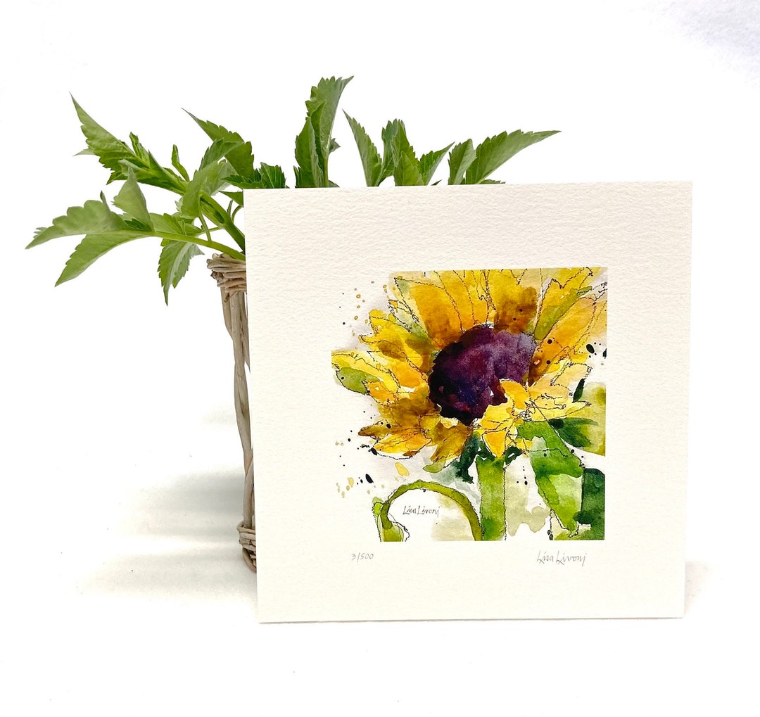 SUNFLOWER Watercolor Floral Print, Sunflower Painting, Sunflower Art ...